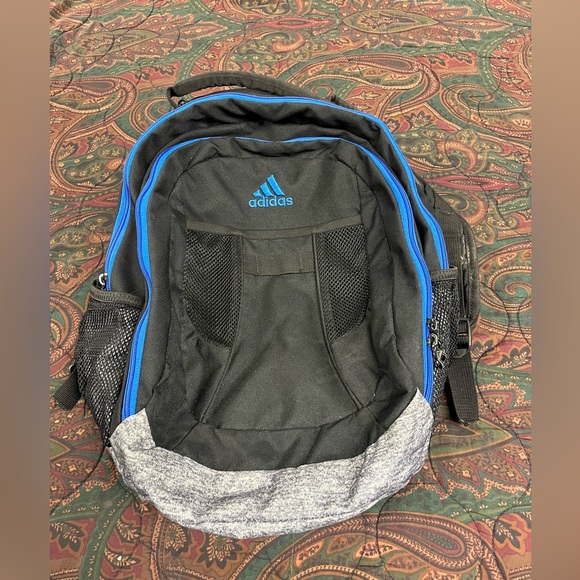 adidas | Accessories | Adidas Black And Blue Backpack Good Condition ...